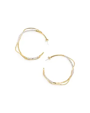 Alexis Bittar Intertwined Two Tone Pave Hoop Earrings - Gold