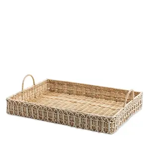 JULISKA Provence Rattan Rectangular Tray - Rattan/whitewash Trim
