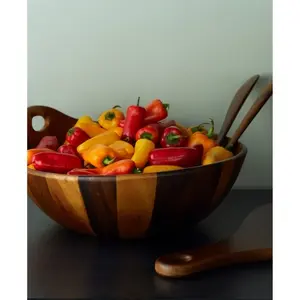 NAMBE Portables Wood Salad Bowl With Servers - Brown