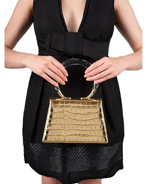 Alexis Bittar Lucite Quad Bag - Gold Croc/gold/clear