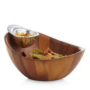 NAMBE Harmony Chip & Dip Bowl Set - Silver/brown