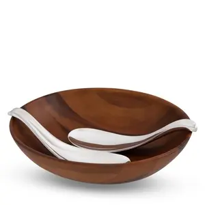 NAMBE Yin Yang Salad Bowl With Servers - Brown