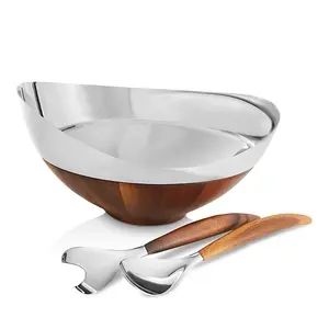 NAMBE Pulse Salad Bowl With Servers - Silver/brown