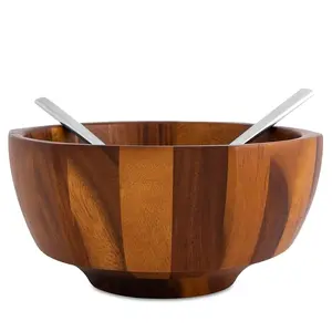NAMBE Rivet Salad Bowl With Servers - Brown