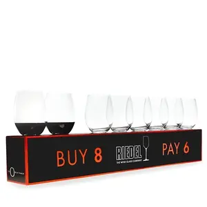 RIEDEL O Stemless Cabernet Glasses, Pay 6 Get 8