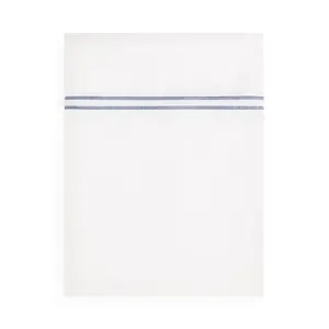 SFERRA Grande Hotel Flat Sheet, Twin White/cornflower Blue