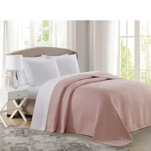CHARISMA Deluxe Woven Cotton Blanket, King - Blush