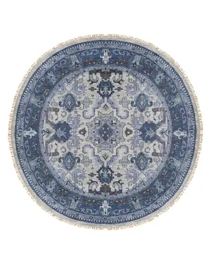 SURYA Zeus Zeu-7828 Round Area Rug, 8' Round - Navy/gray/ivory
