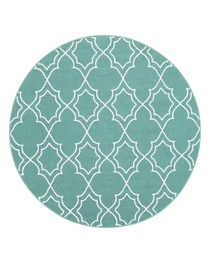 LIVABLISS Alfresco Alf-h Round Area Rug, 7'3 X 7'3 - Teal