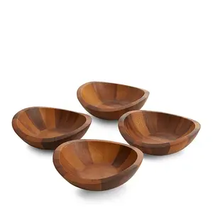 NAMBE Braid Salad Bowls, Set Of 4 - Clear/silver