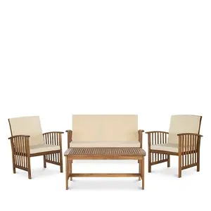 SAFAVIEH Rocklin 4 Piece Outdoor Living Set - Natural