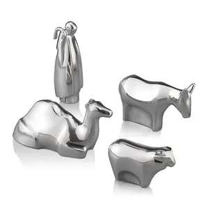 NAMBE 4 Piece Shepherd & Animals Set - Silver