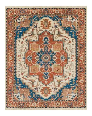 SURYA Zeus Zeu-8002 Area Rug, 2' X 3 - Orange/sky Blue/camel