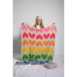 PINK LEMONADE Hearts Travel Throw Blanket