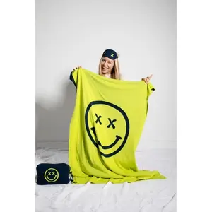 PINK LEMONADE Smiley Travel Throw Blanket