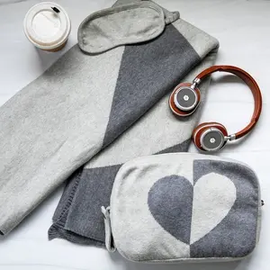 PINK LEMONADE Dual Heart Travel Throw Blanket - Grey
