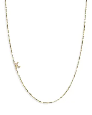 ZOE LEV 14k Yellow Gold Diamond Script Initial Necklace K