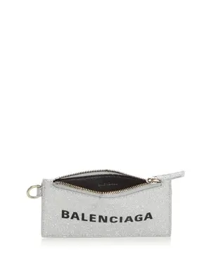 Balenciaga Cash Card Case On Keychain Sparkling Fabric