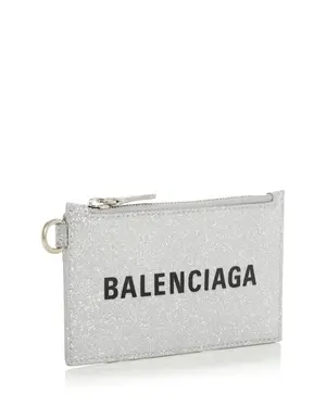 Balenciaga Cash Card Case On Keychain Sparkling Fabric