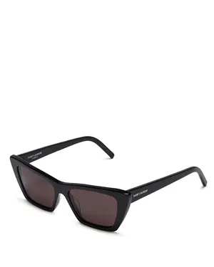 Saint Laurent Cat Eye Sunglasses Shiny Black/gray Solid