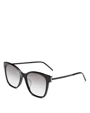 Saint Laurent Square Sunglasses, 56mm - Shiny Black/smoke Gradient