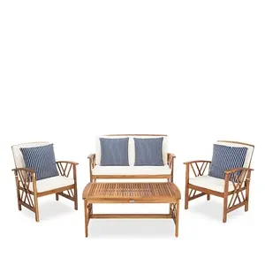 SAFAVIEH Fontana 4-piece Outdoor Living Set With Accent Pillows - Natural