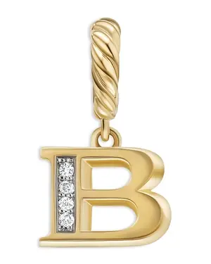 David Yurman David Yurman 18k Gold Amulets Diamond Pavé Initial Pendant B