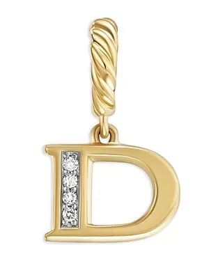David Yurman David Yurman 18k Gold Amulets Diamond Pavé Initial Pendant D