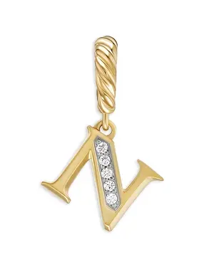 David Yurman David Yurman 18k Gold Amulets Diamond Pavé Initial Pendant N