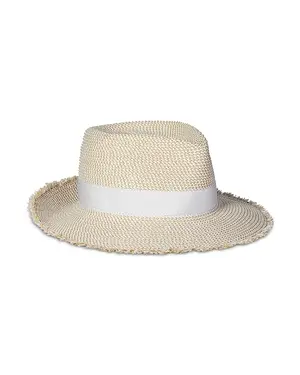 Aqua Eric Javits Fringe Pinch Sun Hat - White Mix