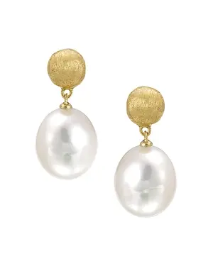 Marco Bicego Africa Pearl Collection 18k Yellow Gold And Cultured Freshwater Pearl Drop Earrings - White/gold