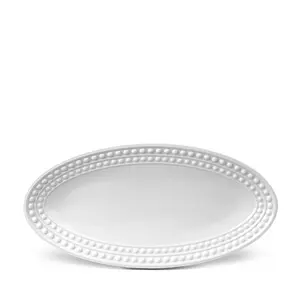 L'Objet Perlee Oval Platter, 14 X 7 - White