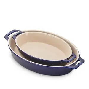 STAUB Ceramic Oval Baking Dish 2-piece Set - Blue