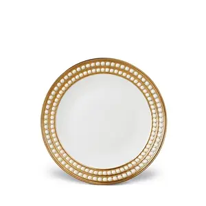 L'Objet Perlee Gold Dessert Plate - Gold And White