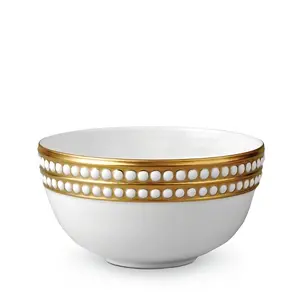 L'Objet Perlee Gold Soup Bowl - Gold/white