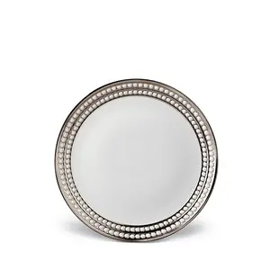 L'Objet Perlee Platinum Dinner Plate - Platinum And White