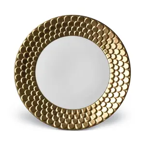 L'Objet Aegean Sculpted Dinner Plate - White/k Gold