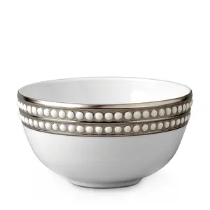 L'Objet Perlee Platinum Soup Bowl - Platinum And White