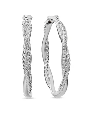 David Yurman Petite Infinity Hoop Earrings With Diamonds - Silver
