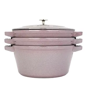 STAUB 4 Pc. Stackable Enameled Cast Iron Set Lilac