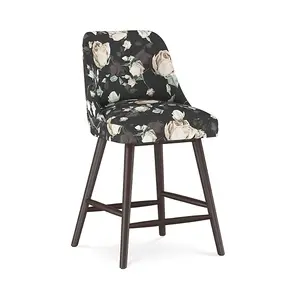 SKYLINE FURNITURE Sparrow & Wren Anita Printed Counter Stool Exclusive - Champagne Roses Black