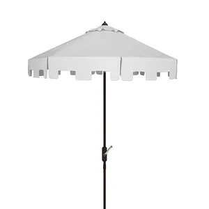 SAFAVIEH Zimmerman 11 Ft Crank Market Umbrella - White