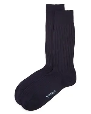 Marcoliani Ribbed Dress Socks - Navy