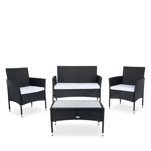 SAFAVIEH Abdul 4-piece Outdoor Living Set - Black
