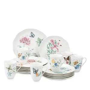 LENOX Butterfly Meadow 18 Piece Dinnerware Set, Service For 6 - White