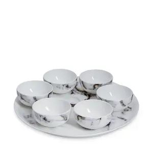 Prouna Venice Fog 7-piece Seder Plate/appetizer Set - Marble