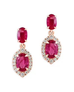 Bloomingdale'S Ruby & Diamond Drop Earrings - Pink/white