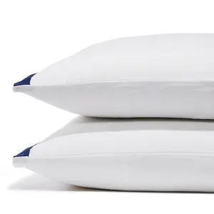 AMALIA HOME COLLECTION Stonewashed Linen King Pillowcase, Pair Exclusive - White/navy