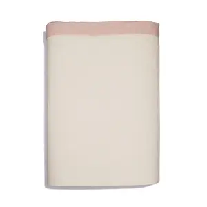 AMALIA HOME COLLECTION Stonewashed Linen Queen Flat Sheet Exclusive - Natural/pink