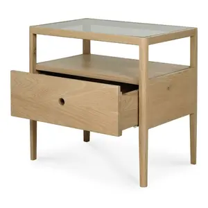 ETHNICRAFT Spindle Bedside Table - Oak
